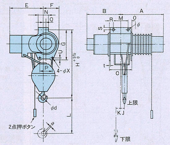 懸垂型ホイスト0.5t揚程6m/M178-0.5TM6 | シロ産業