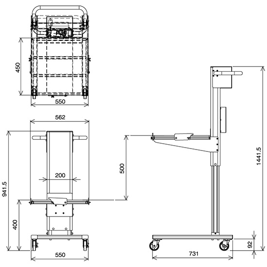 充電式電動リフター60kg(ストローク500mm)/M2913BT60-3080S | シロ産業
